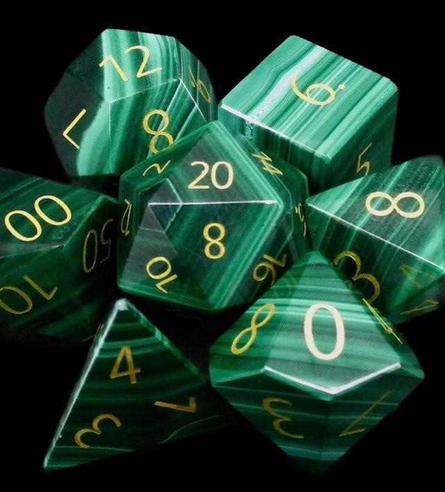 Malachite Dice | Genuine Gemstone Dice Set | The Dice Shop Online