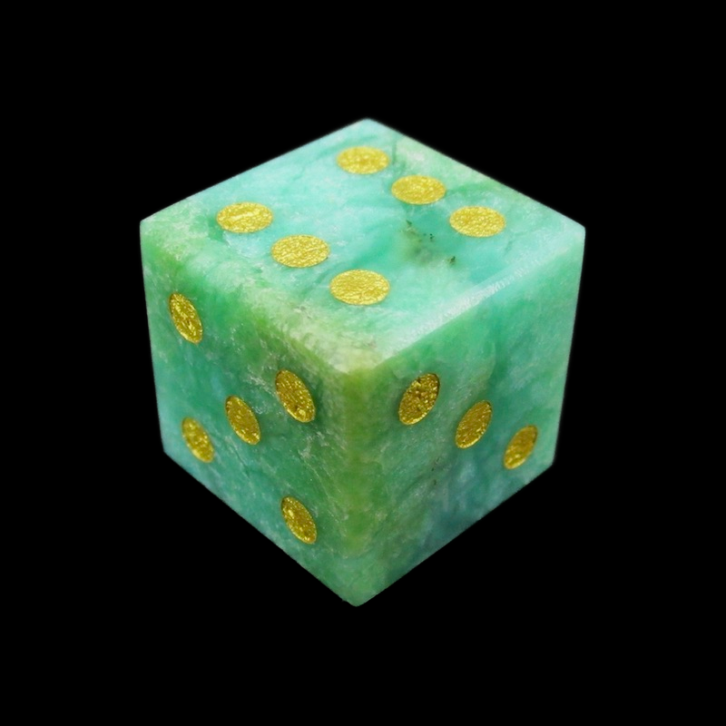 TDSO Chrysoprase with Engraved Numbers Precious Gem D6 Spot Dice ...