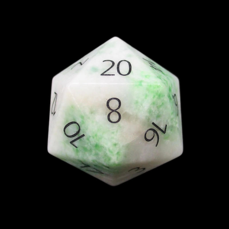 TDSO Jade (Xingjiang) with Engraved Numbers Precious Gem D20 Dice ...
